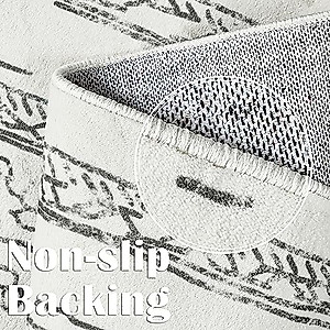 jinchan Area Rug 6x9 Persian Rug Living Room Rug Washable Boho Soft Rug Indoor Floral Print Carpet Distressed Thin Rug Bedroom Dining Room Kitchen Grey On Cream