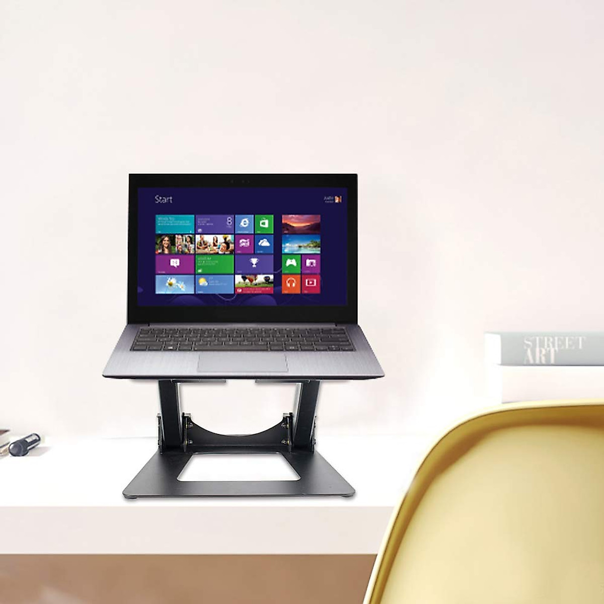 IKON MOTORSPORTS Adjustable Laptop Stand, Portable Ergonomic Computer Notebook Holder Stand Compatible with MacBook, Air, Pro, Tablets and Laptops, Black