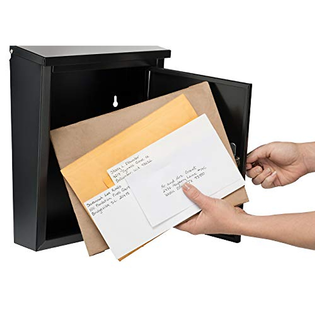 ARCHITECTURAL MAILBOXES 2580B-10 Chelsea Black Locking Wall Mount Mailbox, Medium, Black
