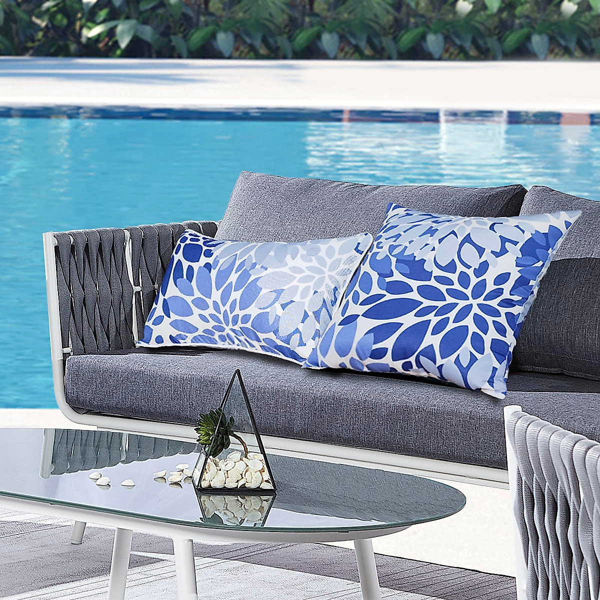 XXPILOS Outdoor Pillow Covers, Outdoor Lumbar Pillow Covers Outdoor Pillows Case 2PCS Waterproof Outdoor Pillow Covers 18x18 Inch Home Decor for Furniture Patio Couch Bed Sofa Bedroom