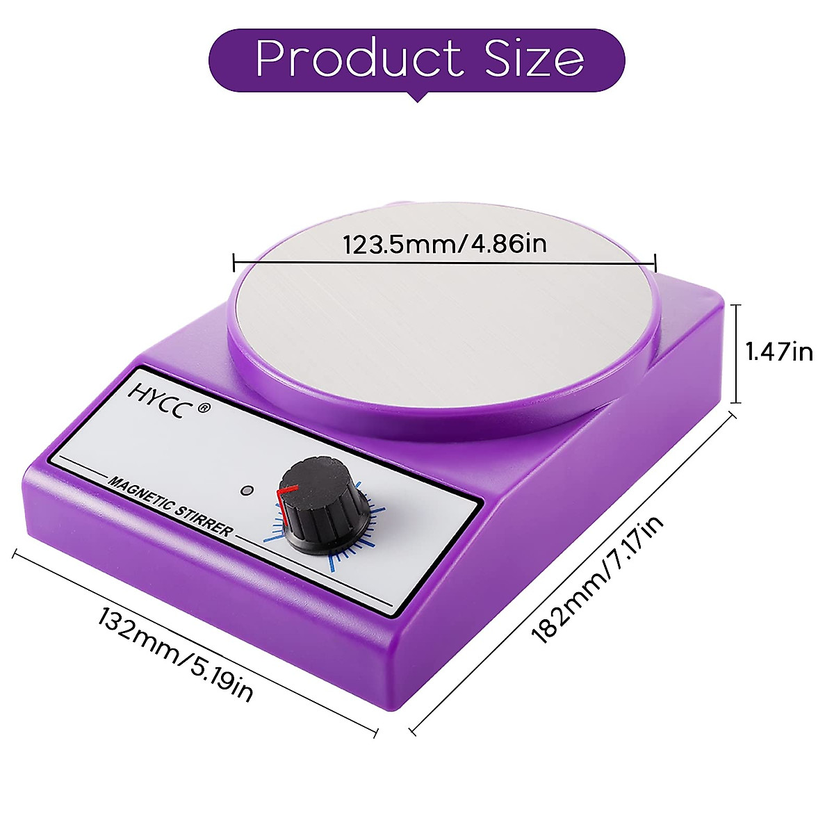 HYCC Magnetic Stirrer with 7PCS stir bar Set and stir bar Retriever, 3000 RPM Magnetic Mixer, Stir Plate Max Stirring Liquid 3 Liters, Lab Stirrers