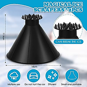 Ice Scraper with Glove 2 Pcs Cone Shaped Car Ice Scraper Warm Ice Scraper Mitt Funnel Snow Scraper Winter Windshield Scraper for SUV Window Cleaning Snow Removal