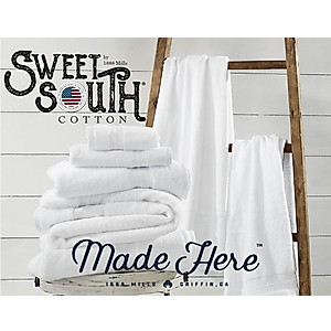 Sweet South by 1888 Mills 4-Piece Bath Towel Set, White | Made in The USA, 100% Cotton Loops