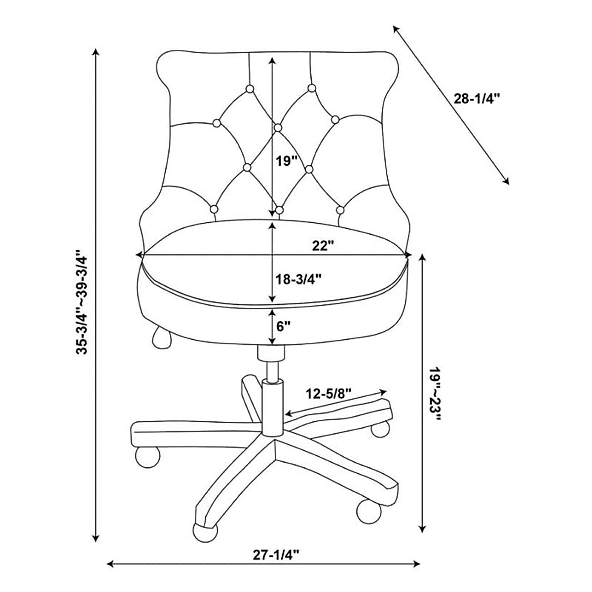 Linon Sinclair Wood Upholstered Adjustable Office Chair in Beige