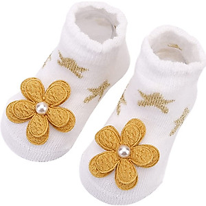 Toptim Newborn Baby-girls Socks and Bow Infant Toddler Ankle Socks (0-6 Months, 10 Pack)