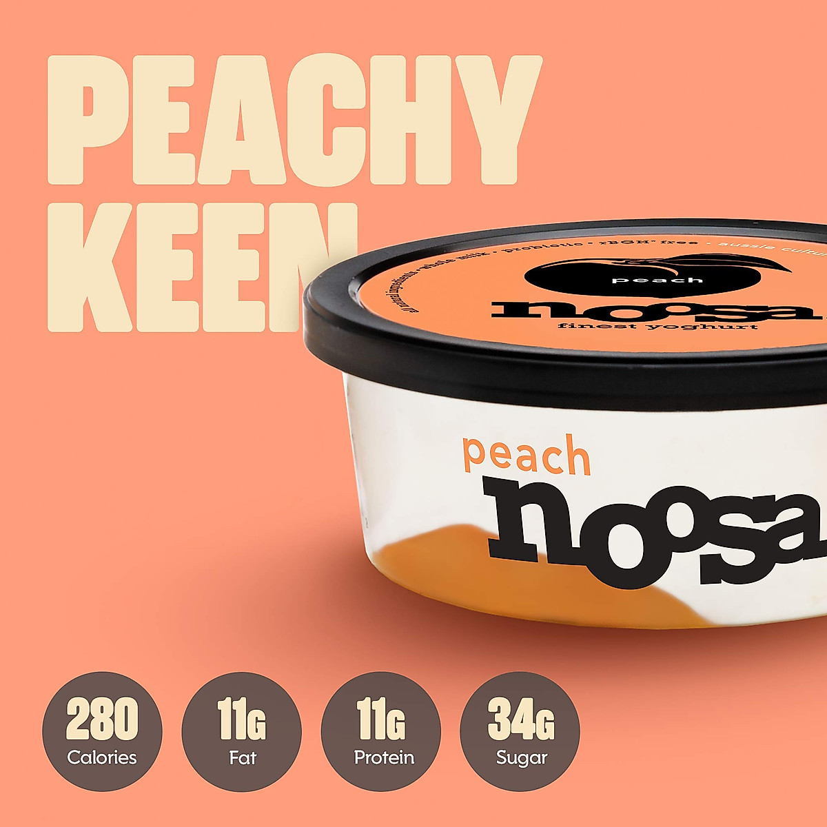 Noosa, Yoghurt Peach, 8 Ounce, Probiotic, Whole Milk Yogurt, Real Peaches, No Artificial Ingredients, Gluten Free