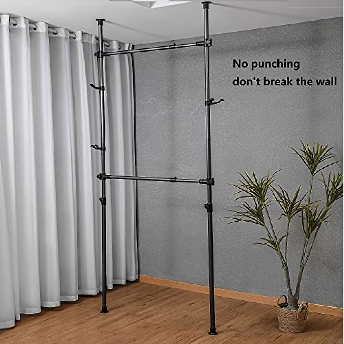 Adjustable Clothing Rack, Double Rod Clothing Rack, 2 Tier Clothes Rack, Adjustable Hanger for Hanging Clothes, Closet Rack, Freestanding,black