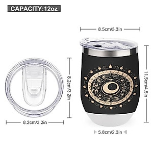 OPTKSNCU 304 Stainless Steel Insulated Cup with Lid, Sun And Moon Together Print Durable, And Easy to Clean – Ideal for Home, Office, And Gift Giving