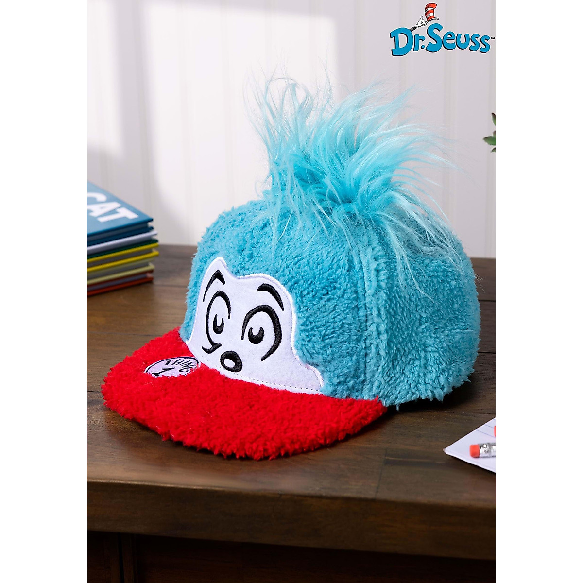 elope Dr. Seuss Thing 1 Costume Fuzzy Snapback Hat Standard Blue