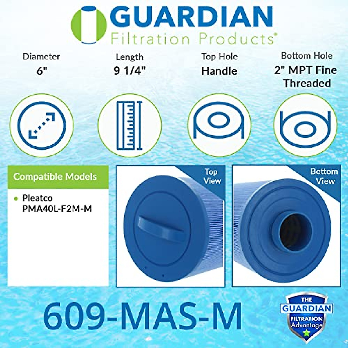 Guardian Filtration - Spa Filter Replaces PMA40L-F2M Master Spas | Replaced PLEATCO PMA40L-F2M-M, X268365, PMA-EP2, X268514, X268511, X268543