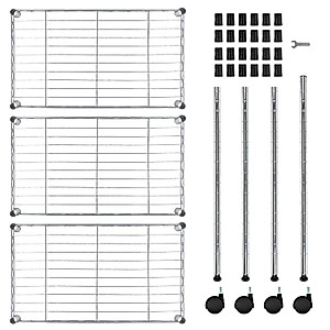 Simple Deluxe Heavy Duty 3-Shelf Shelving Unit, 24.02" D x 13.78"W x 21.97" H, 3 Tier