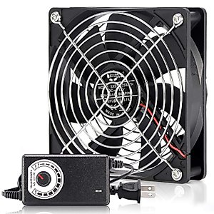 SXDOOL 120mm 110V 115V 120V AC Powered Fan with Speed Controller DC 3V to 12V, for Router Receiver DVR PlayStation Xbox Component Cooling