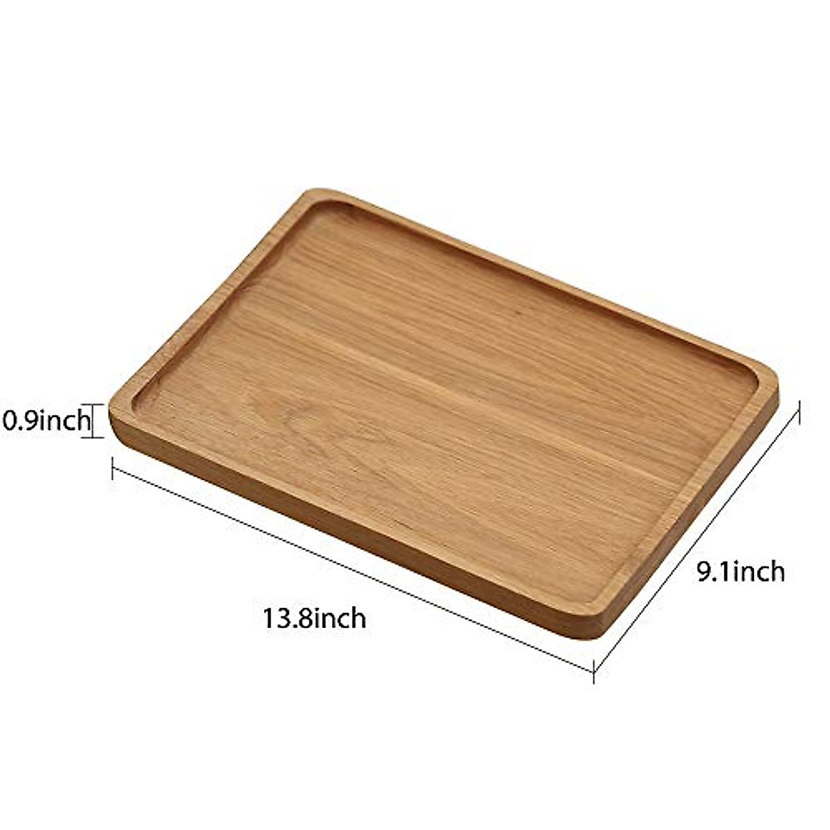 Wood Serving Tray, 13.8 x 9 inches Ottoman Tray, Decorative Serving Trays Made of Oak, Stylish Farmhouse Decor Serving Platters, Great for Lap & Couch
