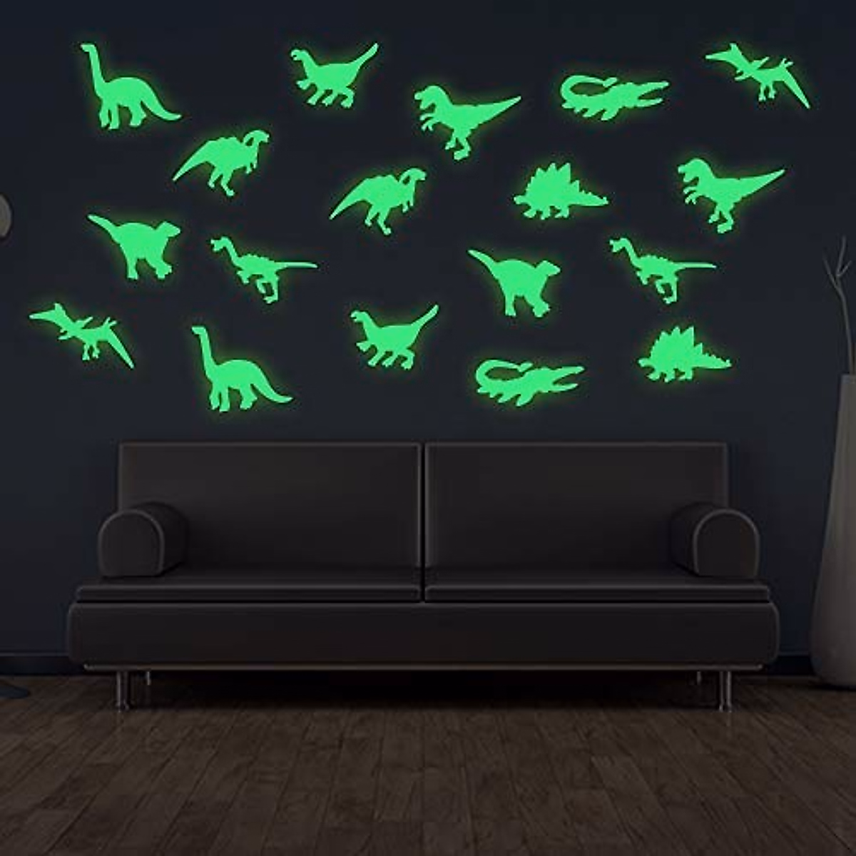 TONIFUL 45 pcs Dinosaurs Luminous Wall Stickers,3D Glow in Dark Dinosaurs Wall Decorative for Baby Children Room Wall Decals
