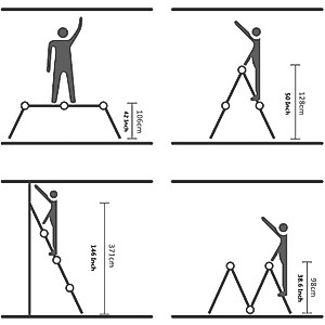 ERGOMASTER Extension Ladder 7 in 1 Aluminum Folding Step Ladders Adjustable Telescoping Multi Position Ladder for Home Stairs Roof Warehouse 330lbs（12.2 Feet）