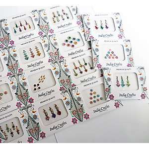 12 Combo Bindi Packs All in One- Multicolored Face Jewels Bindi Stickers Indian Forehead Tika