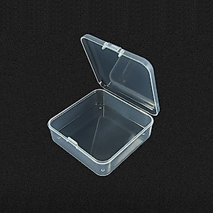 6 Pieces Small Plastic Box with Lids Square Plastic Containers Clear Plastic Boxes Craft Containers Plastic Beads Storage Containers Box for Beads Jewelry Small Items, 2.95x2.95x0.98 Inches