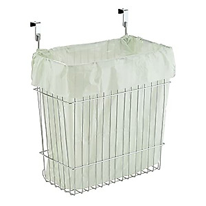 mDesign Steel Metal Wire Hanging Over Door Kitchen Storage Organizer Basket/Trash Can - Hangs Over Cabinet Doors for Bags, Tin Foil, Wax Paper, Saran Wrap - Concerto Collection - 2 Pack - Chrome