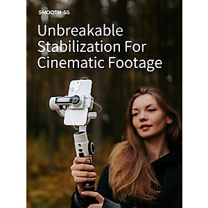 Zhiyun Smooth 5S Phone Gimbal, 3-Axis Smartphone Stabilizer with Built-in and Magnetic Fill Light, AI Face Tracking for iPhone and Android, YouTube TikTok Video, Gray Combo