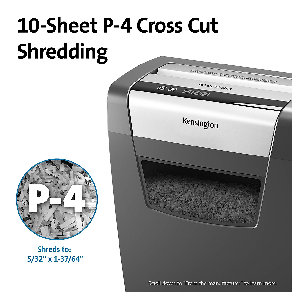 Kensington Shredder - OfficeAssist 10-Sheet Anti-Jam P4 Crosscut Security Shredder (K52075AM)