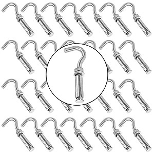 ZOENHOU 30 PCS M10 Concrete Wall Hook Expansion Bolts, Heavy Duty 304 Stainless Steel Open Cup Hook Expansion Anchor Bolts, Smooth Expansion Screw Hook for Wall Concrete