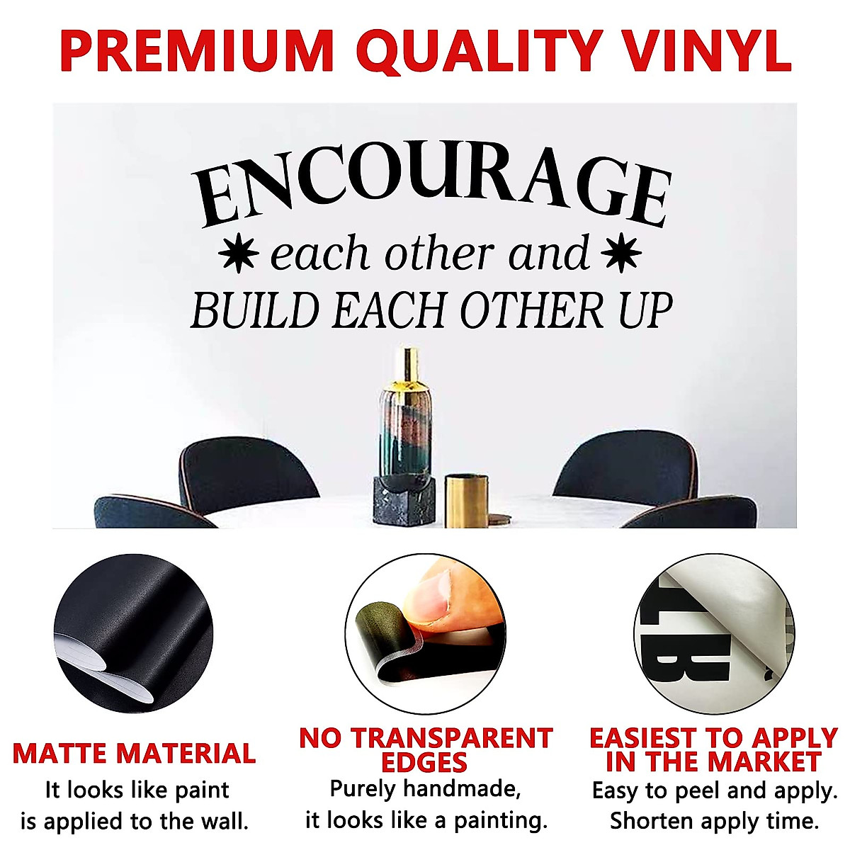 AnFigure Teamwork Wall Art, Motivational Wall Decals, Quotes Childrens Teenager Girl Boy Kids Nursery Playroom Poster Art Home Decor Vinyl Stickers Encourage Each Other & Build Each Other Up 32"x12.5"