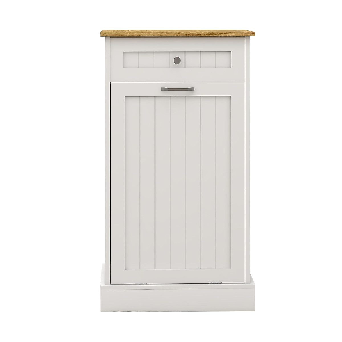 MiHunnor Wooden Simple style Kitchen Trash Cabinet, Wooden Frame with Drawers and Tilt-Out Trash Cabinet for 10 Gallon Trash Cans 19.69'' W x 13.78'' D x 35.43'' H (White-021)
