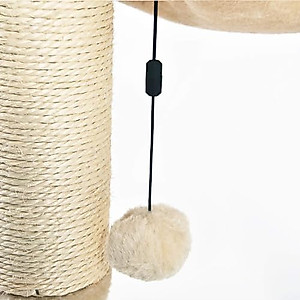 Amazon Basics Cat Tower with Hammock and Scratching Posts for Indoor Cats, 15.8 x 15.8 x 19.7 Inches, Beige