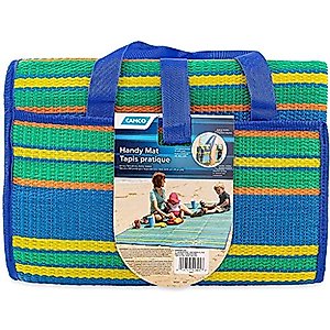 Camco Handy Mat with Strap, Perfect for Picnics, Beaches, RV and Outings, Weather-Proof and Resistant (Blue/Green - 60" x 78") - 42805