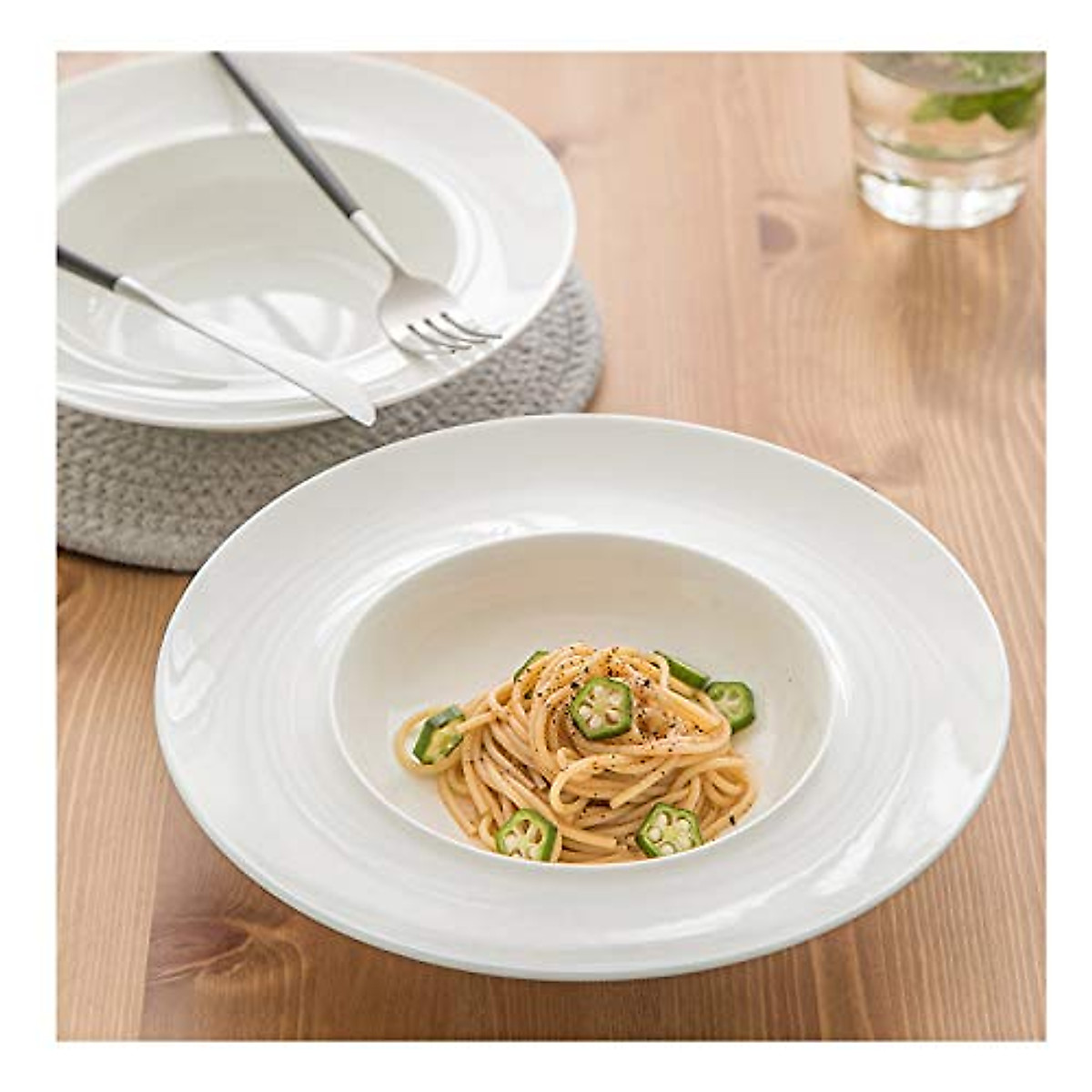 GRFIT Dishes Plates Durable White Porcelain Dinner Plates, Pasta, Salad, Soup Round Plate, Elegant Plate Suitable for Restaurant, Family, Party Use Home dining plate