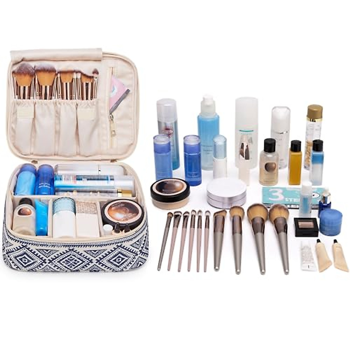 Narwey Travel Makeup Bag Large Cosmetic Bag Makeup Case Organizer for Women (Elephant)