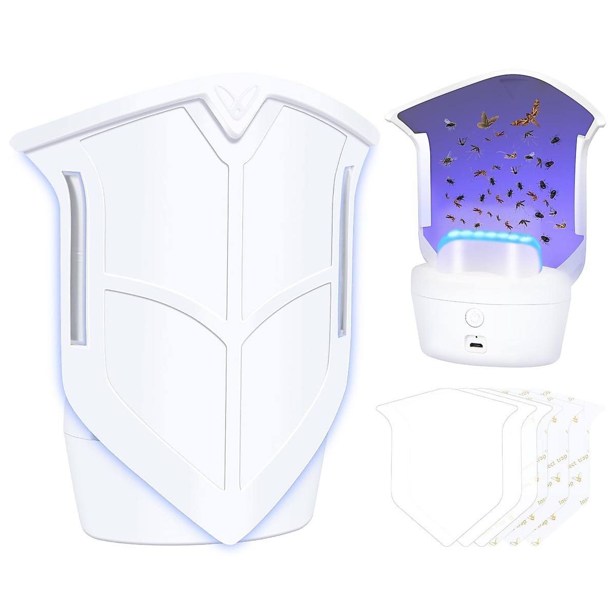 Upgraded Fly Traps Indoor for Home,Flying Insect Trap for Mosquito,Fruit Flies,Moth,Gnat,2-in-1 Rechargeable Fly Catcher with USB Charging Bug Light Trap Indoor with 6 Refills,Indoor Outdoor Camp Use