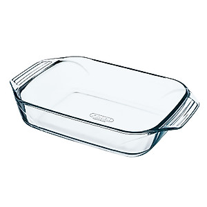 シナジートレーディング Synergy Trading Pyrex Heat Resistant Glass Container, Rectangular Roaster, Gratin Dish, Quiche, Oven, Microwave Safe, 0.4 gal (1.4 L), Square