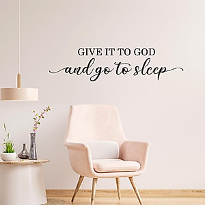Give it to God and Go to Sleep Sign - Bedroom Wall Decor Above Bed, Christian Biblical Wall Decor Decals Over The Bed Wall Decor for Bedroom 48''×11'' Large Wall Art for Bedroom Picture Decals