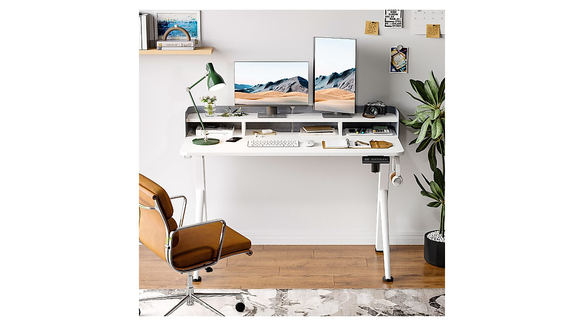 SOMEET Height Adjustable Standing Desk with R-Shaped Legs | White