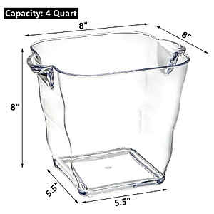Peohud Plastic Ice Bucket, 4 Liter Beverage Chilling Tub, Clear Wine Bucket for Parties, Perfect for Wine, Champagne or Beer Bottles