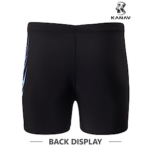 KANAV Men's Athletic Square Leg Swimsuit Jammers Durable Compression Swim Briefs Training Bathing Swimming Shorts Black/Blue
