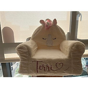 Personalized Cozy Pink Unicorn Kids Chair| Furry Toddler Memory Foam Room Decor| Boys Girls Playroom Bedroom Animal Sofa Chair| Add Name for Extra Cuteness| Cozy Pink Unicorn Chair