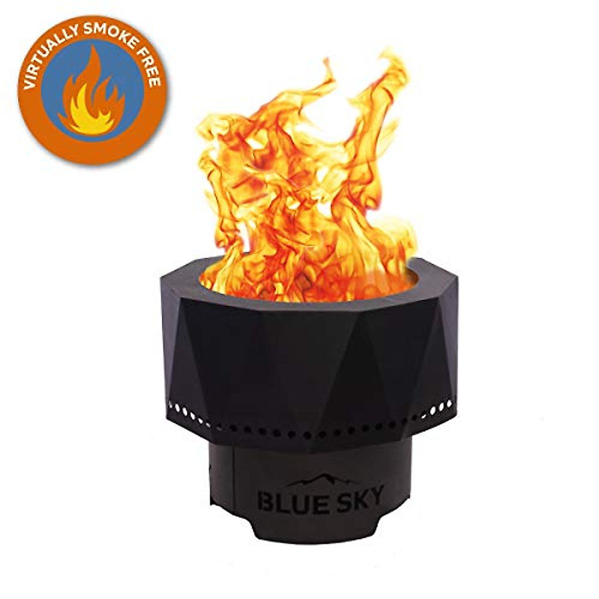 Blue Sky Outdoor Living Ridge Portable Fire Pit, Smokeless Fire Pit with Spark Screen, Lift, and Carrying Bag, Black