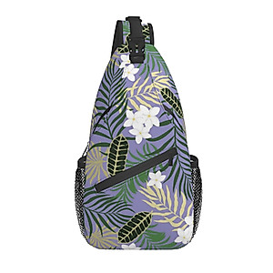 ASYG Hawaiian Tropical Flower Sling Bag Travel Hiking Casual Daypack Crossbody Shoulder Backpack Unisex Chest Bag