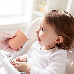 AULEGE Silicone Toddler Cup, 2 Pack BPA Free Silicone Drinking Training Cup for 6 Months+ Babies, 4 fl. oz Tiny Open Cup for Infants (Sage, Ether)