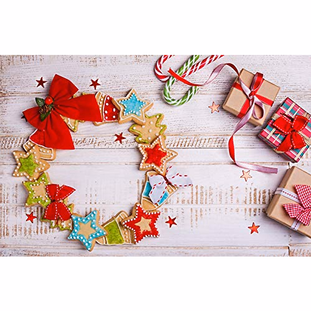 GWHOLE Gingerbread Christmas Cookie Tree Cutter Set, Star Linzer Cookie Cutters for Kids Winter Holiday Party, Set of 6