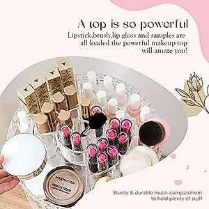 TRENDVIBE Clear Makeup Bathroom Organizer Rotating Large Transparent Display Case for Cosmetics Lipsticks Jewelry Skincare Brushes perfume nail polish countertop storage clear drawer