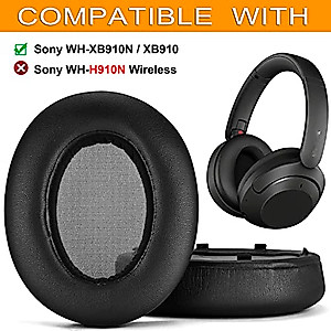 WH XB910N Earpads Cushions Replacement Compatible with Sony WH-XB910 XB910N Extra Bass Noise Cancelling Headphones,(NO fit WH-H910N Model) Ear Pads with Softer Protein Leather (Black)
