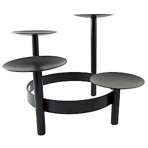 Advent Pillar Candle Holder, Black Metal 4-Tier Stand, Sturdy for Christmas Decor and Religious Celebrations, 9.25" x 10.5"