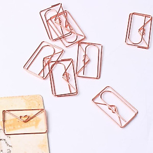 seOSTO 100 Pcs Envelope Paper Clips, Cute Bookmark Marker Clips, Rose Gold Paper Clips for Office School Home