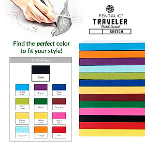 Pentalic 3" x 4" Pocket Sketchbook Traveler Journal, 160 Pages, Black