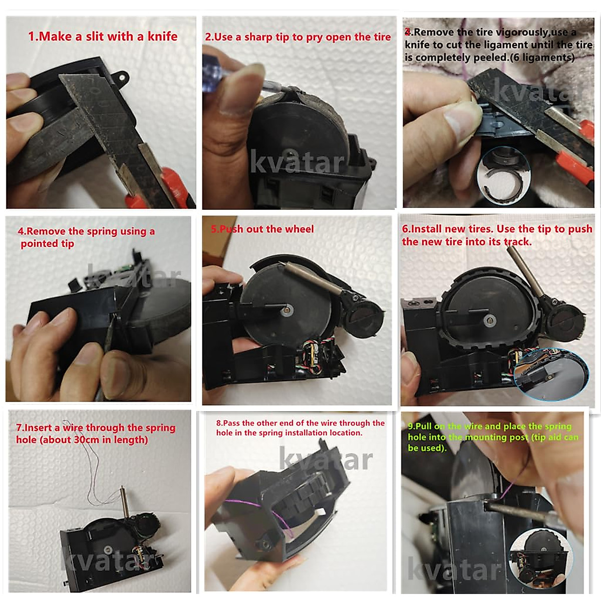 Front Caster Ball Wheel & Drive Wheel Tires Compatible with IRobot Roomba S Series S9 (9150) S9+ S9 Plus (9550) Robot Vacuum Cleaner Accessories Replacement Parts (Front Wheel& 4 Tire)