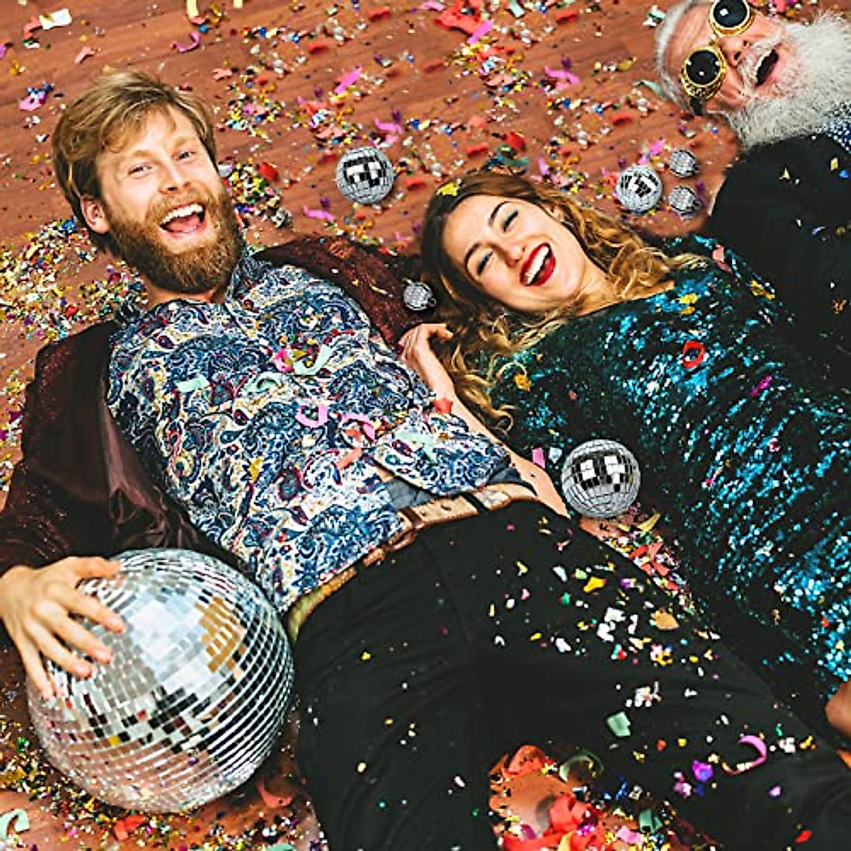 66 PCS Mirror Disco Ball for Party, 3.94/3.15/2.36/2/1.18 Inches Silver Hanging Disco Ball Reflective Glass Disco Ball for Christmas Tree Ornament Holiday Party Home Decorations