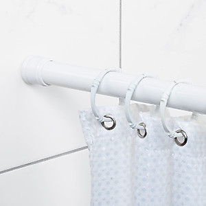 Zenna Home Adjustable Tension Shower Curtain Rod, Adjusts from 44" to 72", Rust-Resistant Steel Shower Rod, No Tools, No Drilling, White
